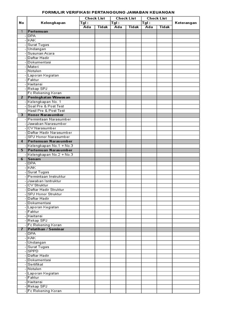 Contoh Form Verifikasi 1 | PDF