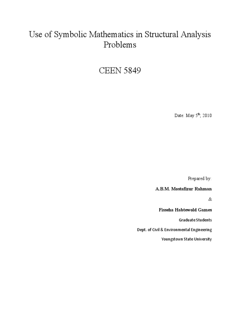 Use of Symbolic Mathematics in Structural Analysis Problems | PDF ...