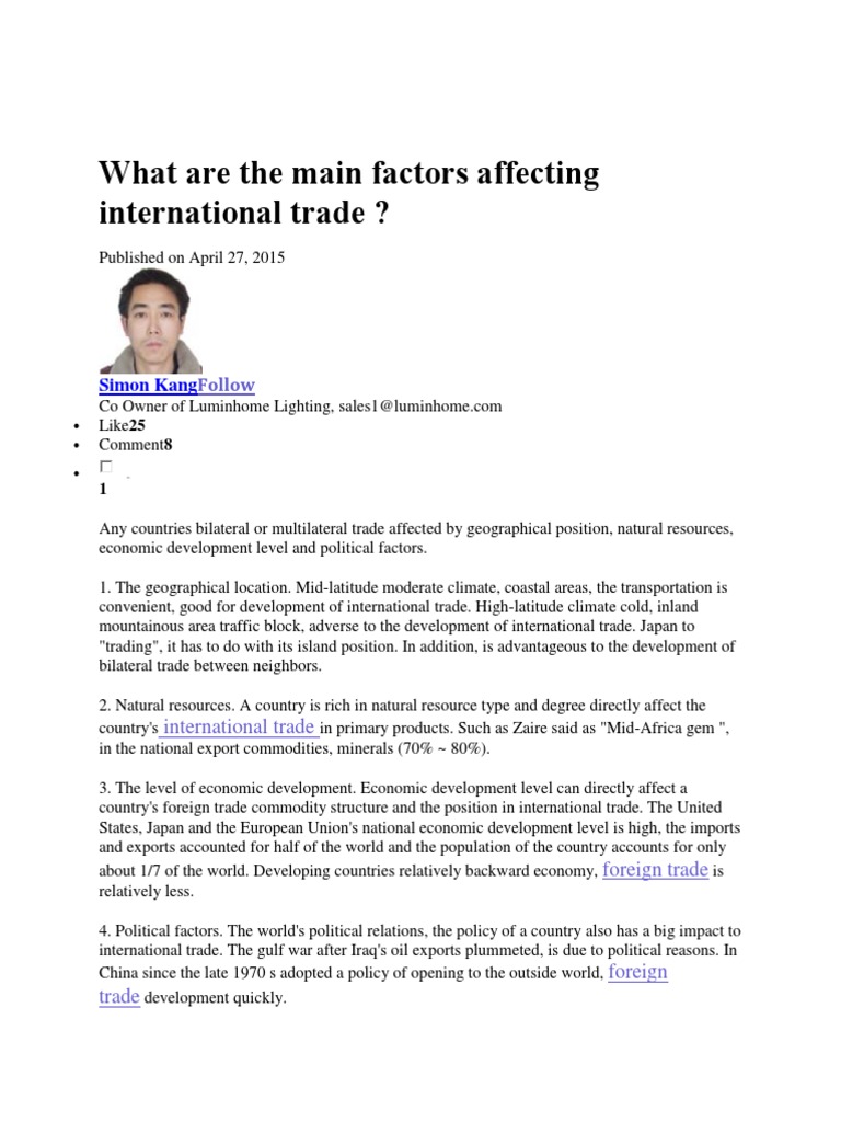 What Are The Main Factors Affecting International Trade | PDF | Trade ...