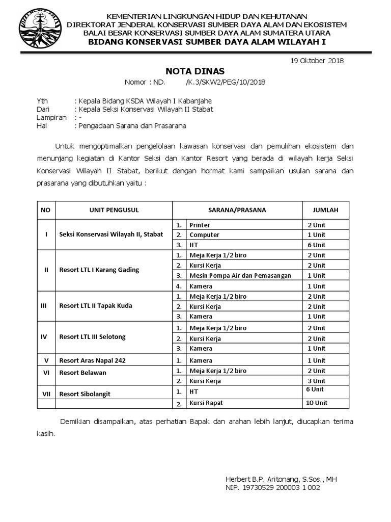 Nota Dinas Pengadaan Barang | PDF