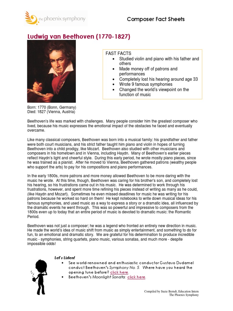 Beethoven Biography | PDF | Ludwig Van Beethoven | Classical Compositions