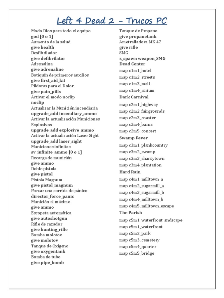 Left 4 Dead 2 - Trucos PC | PDF
