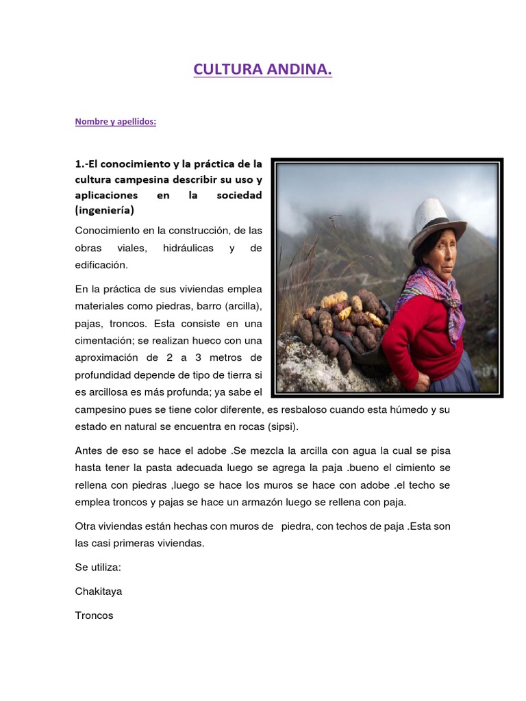 Cultura Andina: Construcción y Mitos | PDF | Fundación (Ingeniería ...