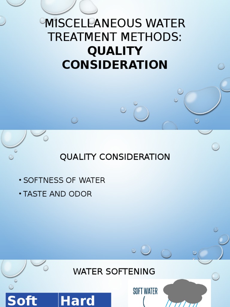 Miscellaneous Water Treatment Methods:Quality Consideration | PDF