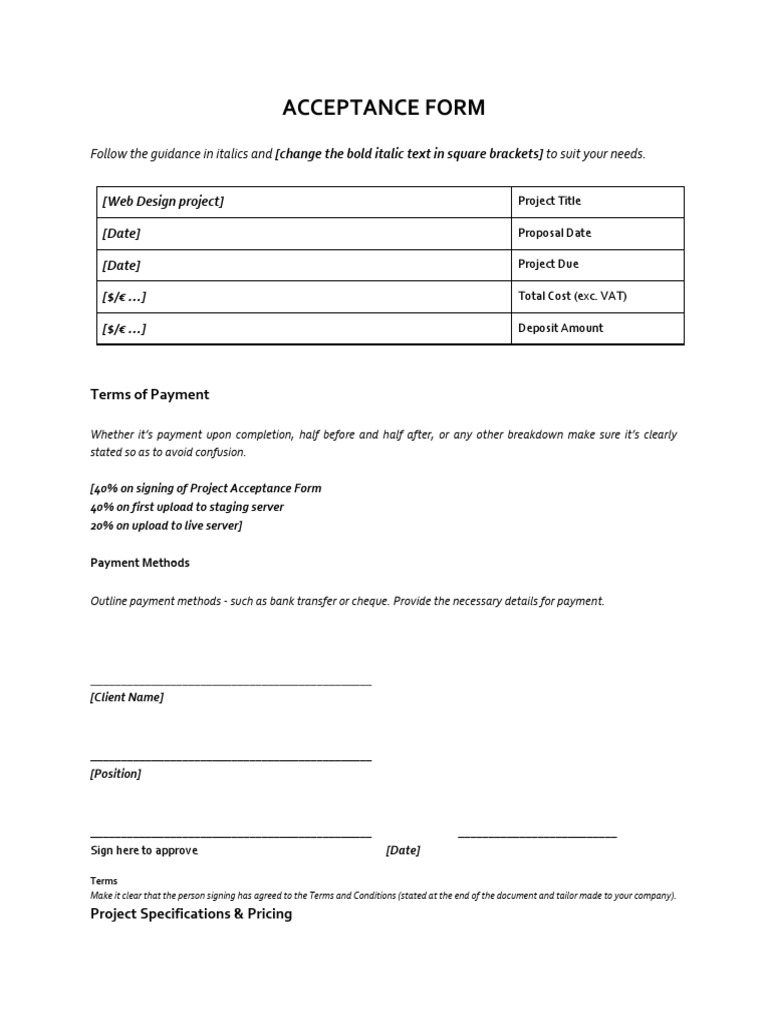 2 - Project Acceptance Form | PDF | Word Press | Websites