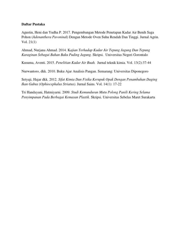 Daftar Pustaka Kadar Air | PDF