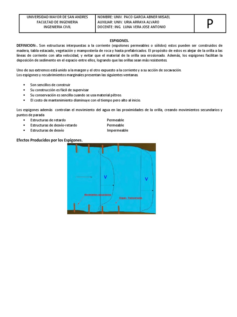 Diseño y Uso de Espigones Fluviales | PDF | Río | Descarga (hidrología)