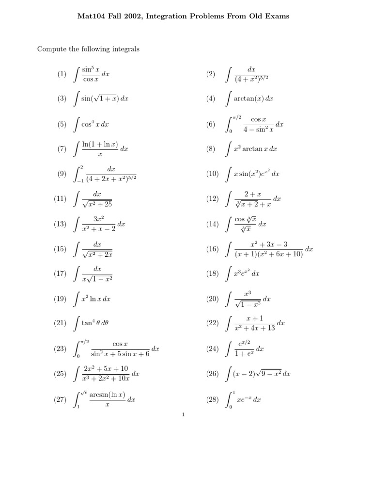 Integrals PDF | PDF | Mathematical Analysis | Teaching Mathematics
