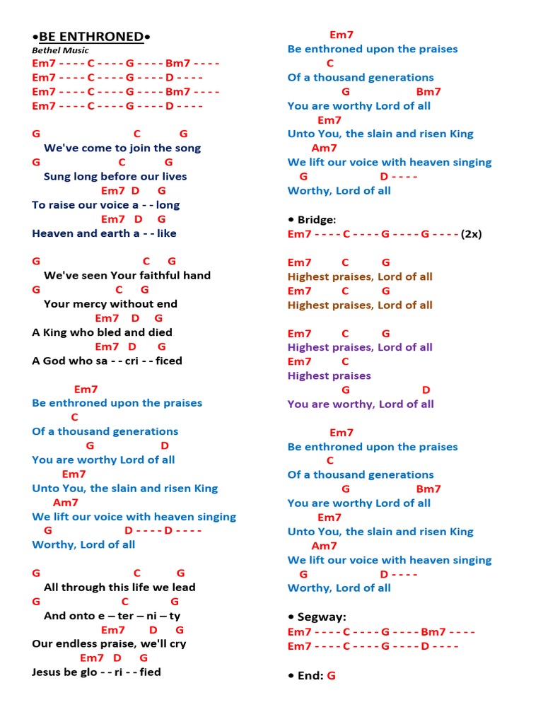 Be Enthroned (Bethel) | PDF | Christian Music