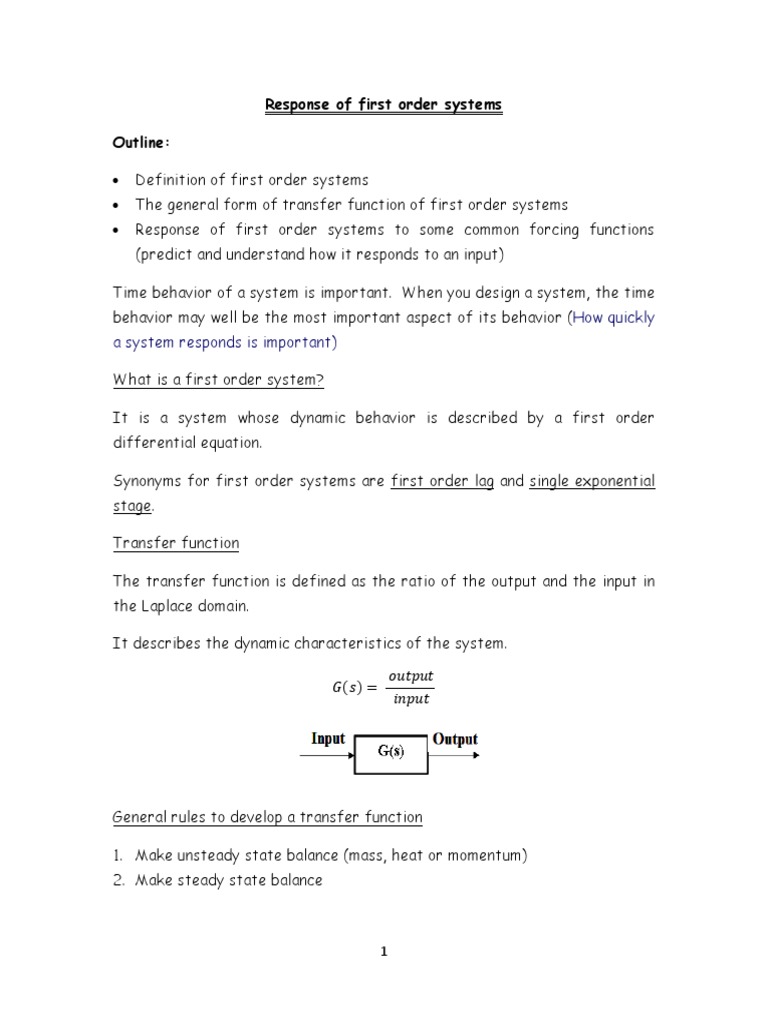 33 Response of First Order Systems PDF | PDF | Fluid Dynamics ...