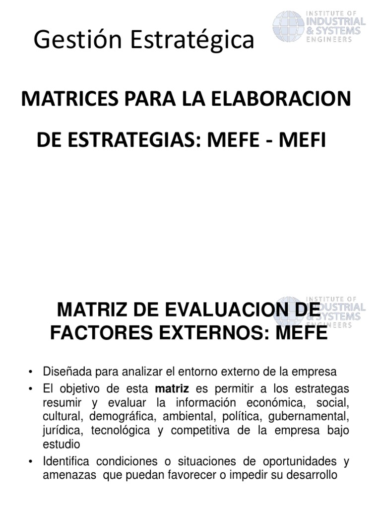 Matriz Mefe Mefi | PDF | Matriz (Matemáticas) | Evaluación