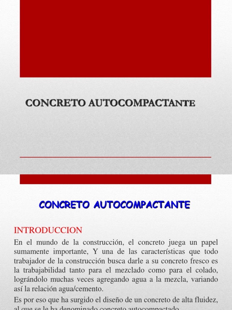 Concreto Autocompactante: Propiedades y Ensayos | PDF | Hormigón ...