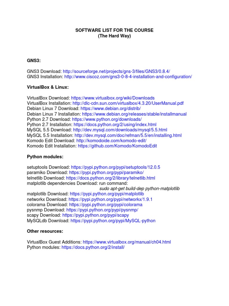 Essential Software for Networking Course | PDF