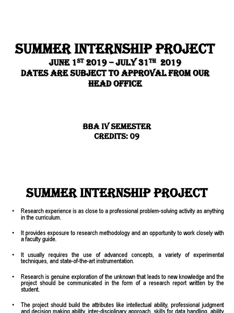 BBA Summer Internship Project Guidelines | PDF | Data Analysis | Books