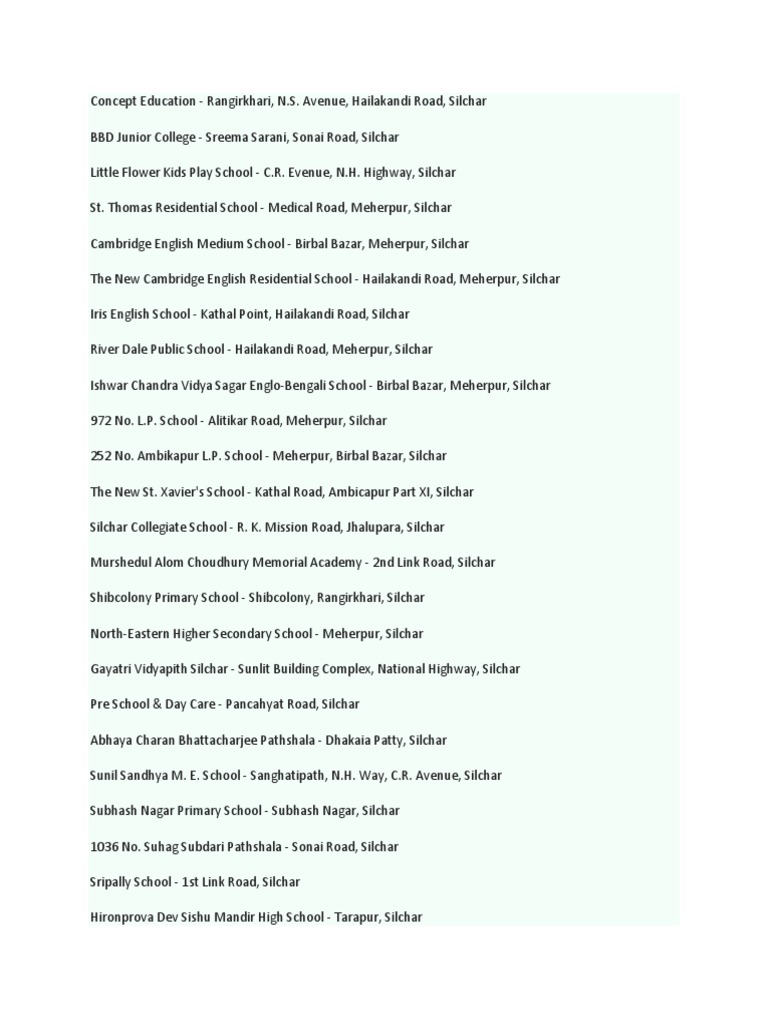 Top Schools in Silchar Overview | PDF | Schools