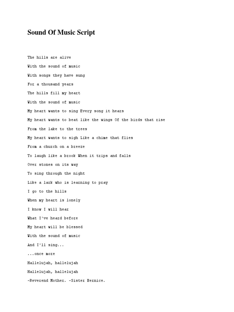 A Glimpse into the Sound of Music Script | PDF