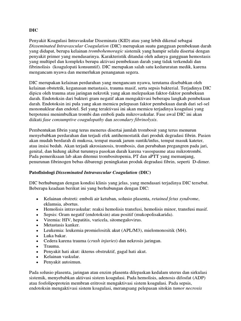 Penyakit Koagulasi Intravaskular Diseminata | PDF