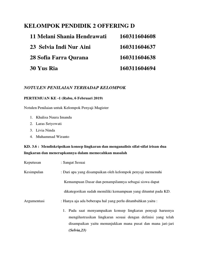 Kelompok 2 Notulen FIX | PDF