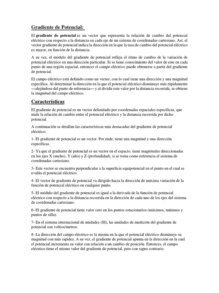 Gradiente de Potencial Eléctrico y Medición | PDF | Degradado | Vector ...