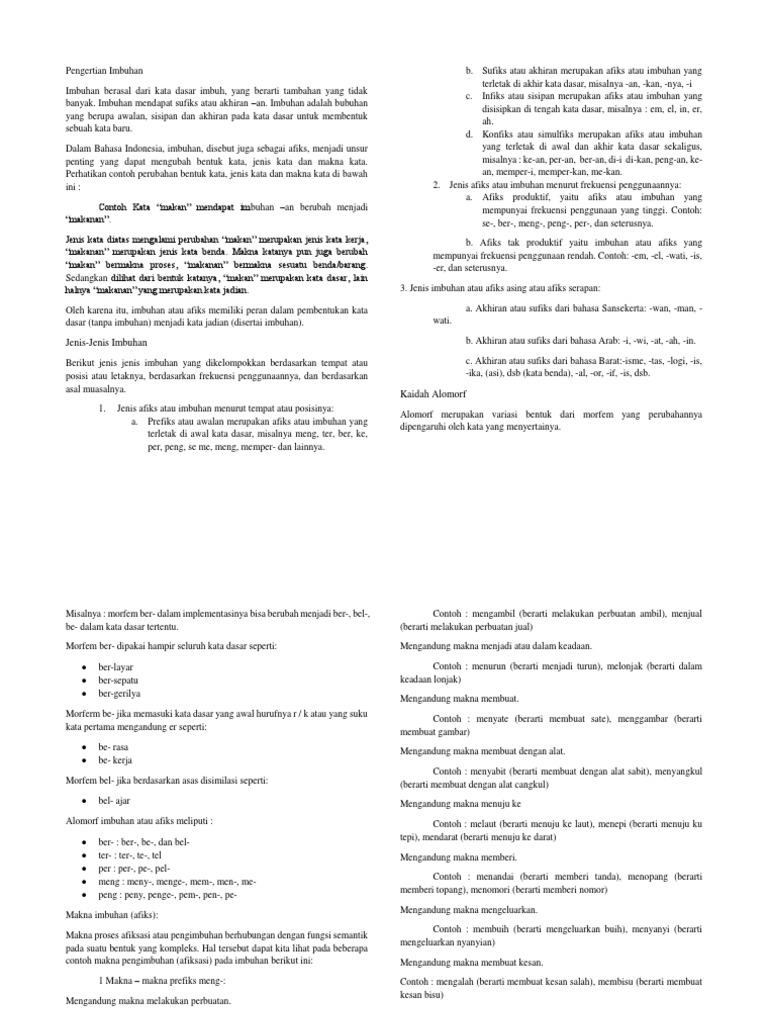 Jenis-Jenis Imbuhan dalam Bahasa Indonesia | PDF
