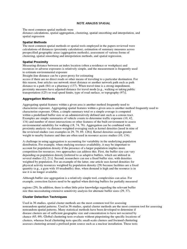 Spatial Analysis Methods: A Review of Common Techniques for Measuring, Detecting, and Modeling ...