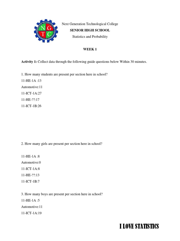 I Love Statistics: Senior High School | PDF | Data Analysis | Statistics