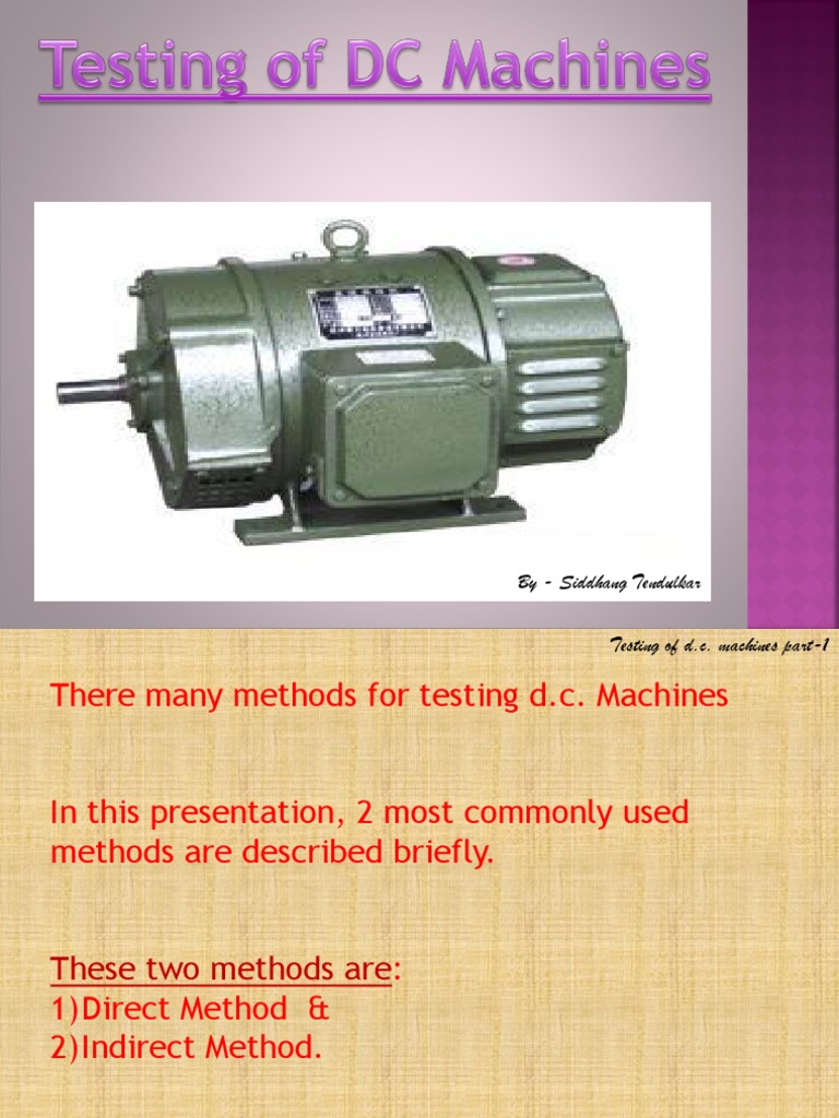 Testing Methods for DC Machines | PDF | Electric Generator | Belt ...