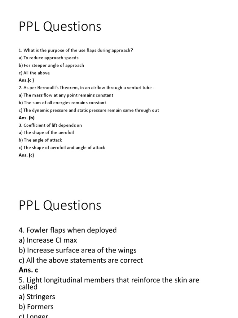 PPL Questions: Ans. (C) | PDF