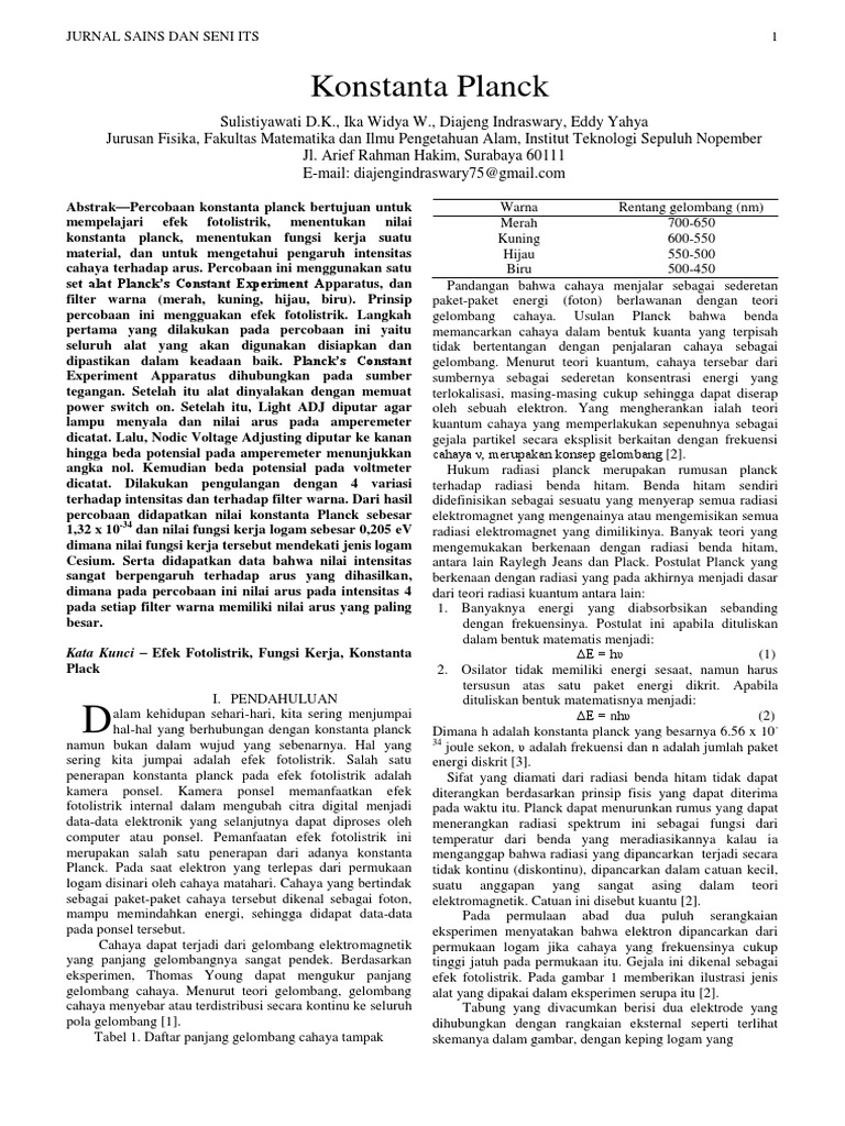 Laporan Praktikum Konstanta Planck - 011 PDF | PDF