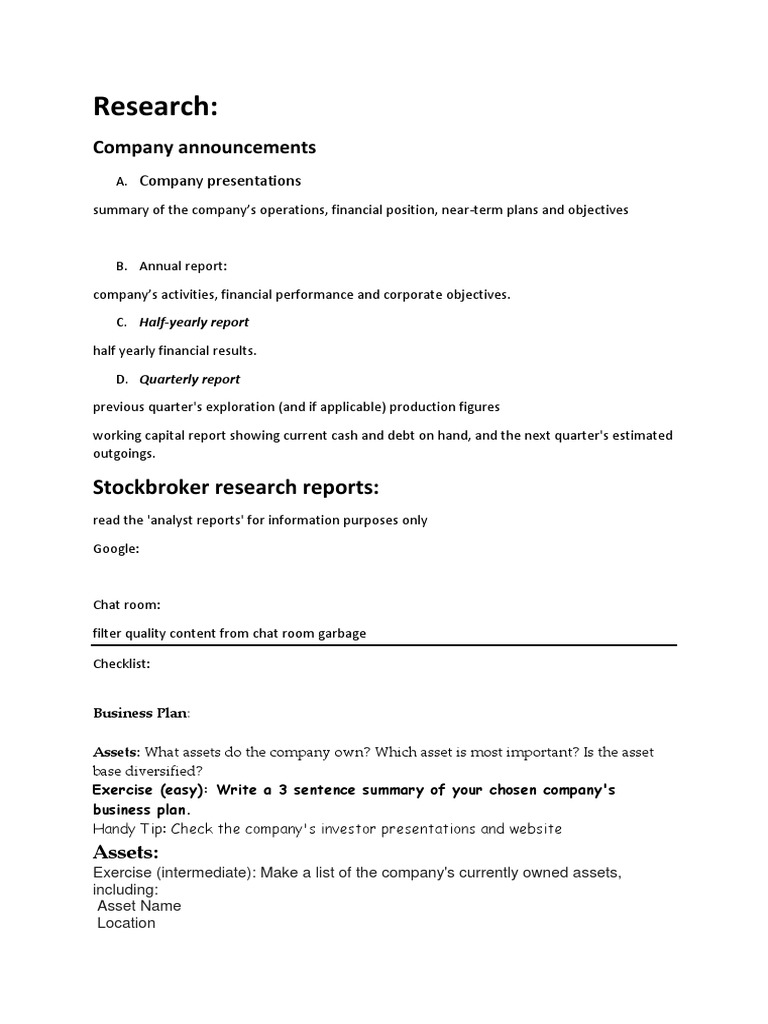 Company Financial Analysis Checklist | PDF | Hedge (Finance) | Stocks