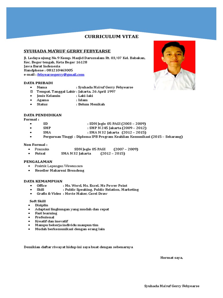 CURRICULUM VITAE Gerry | PDF | Karier & Perkembangan