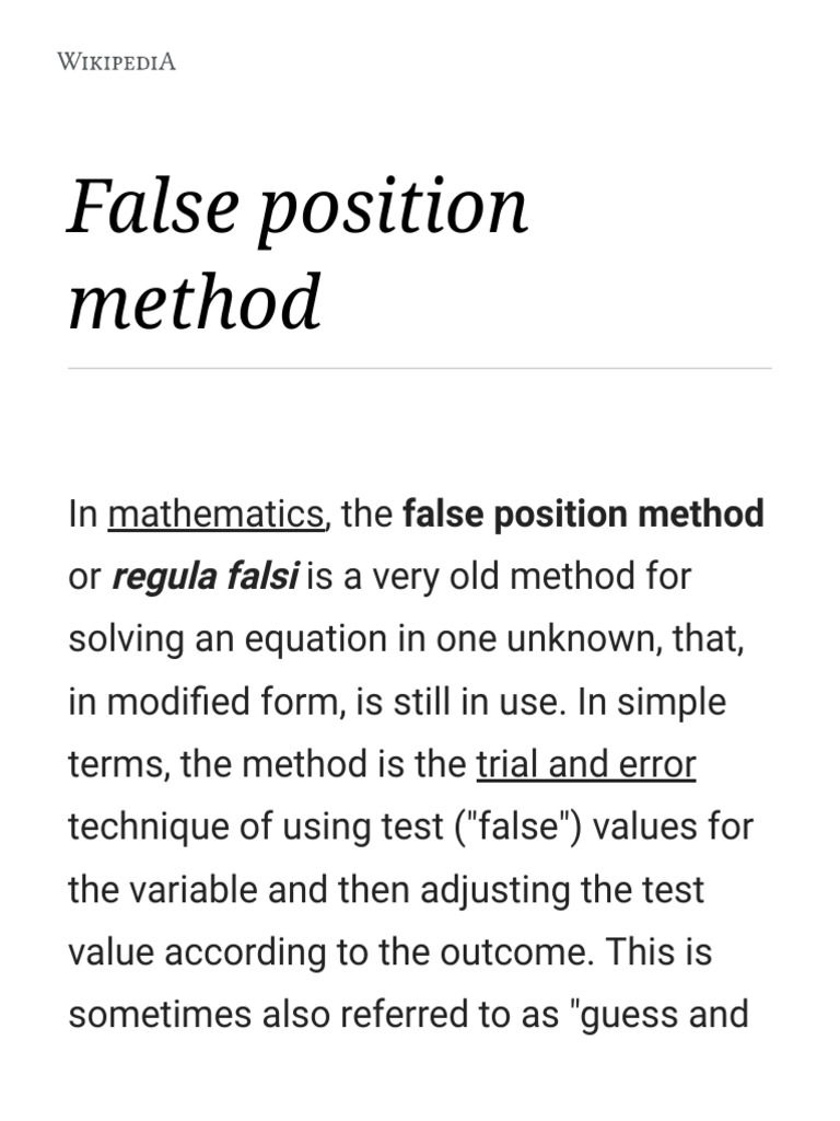 Regula Falsi Method | PDF | Algorithms | Computational Science