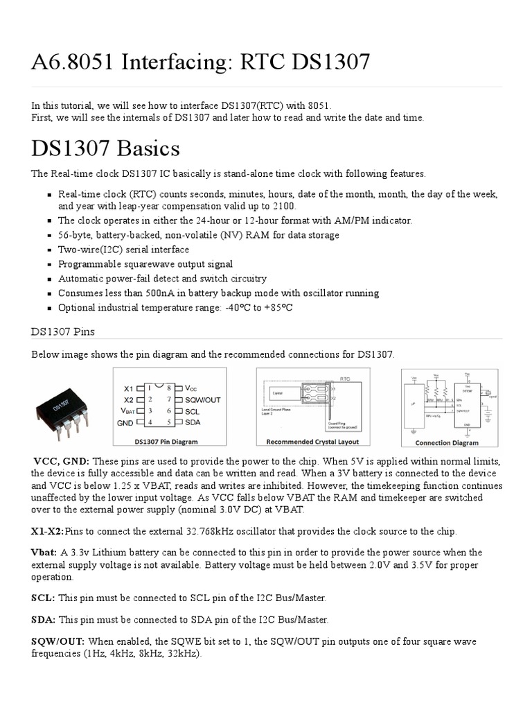RTC Interfacing To 8051 | PDF | Computer Architecture | Computer Hardware