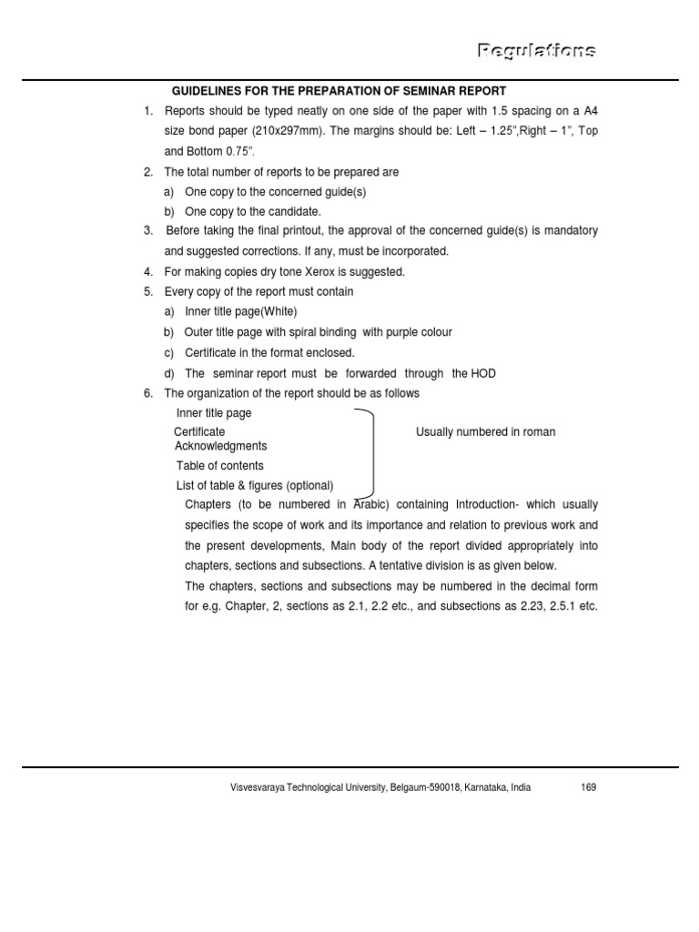 Guidelines For The Preparation of Seminar Report | PDF | Printing ...