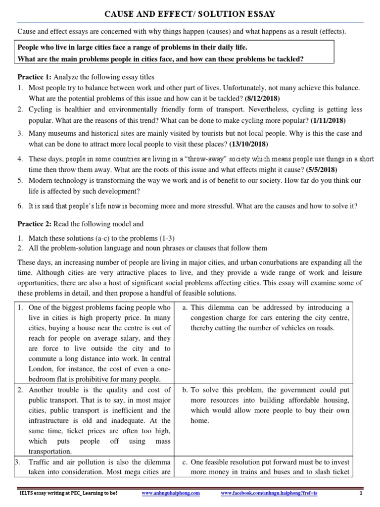 Cause, Effect, Solution Essay | PDF | City | Public Transport