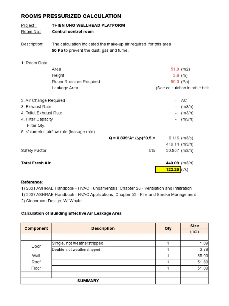 Rooms Pressurized Calculation - Reva | PDF | Hvac | Ventilation ...