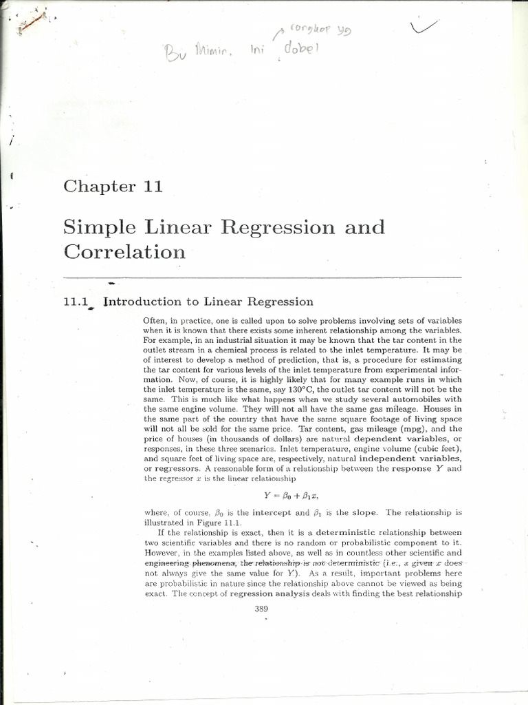 Chapter 11. Simple Linear Regression and Correlation PDF | PDF