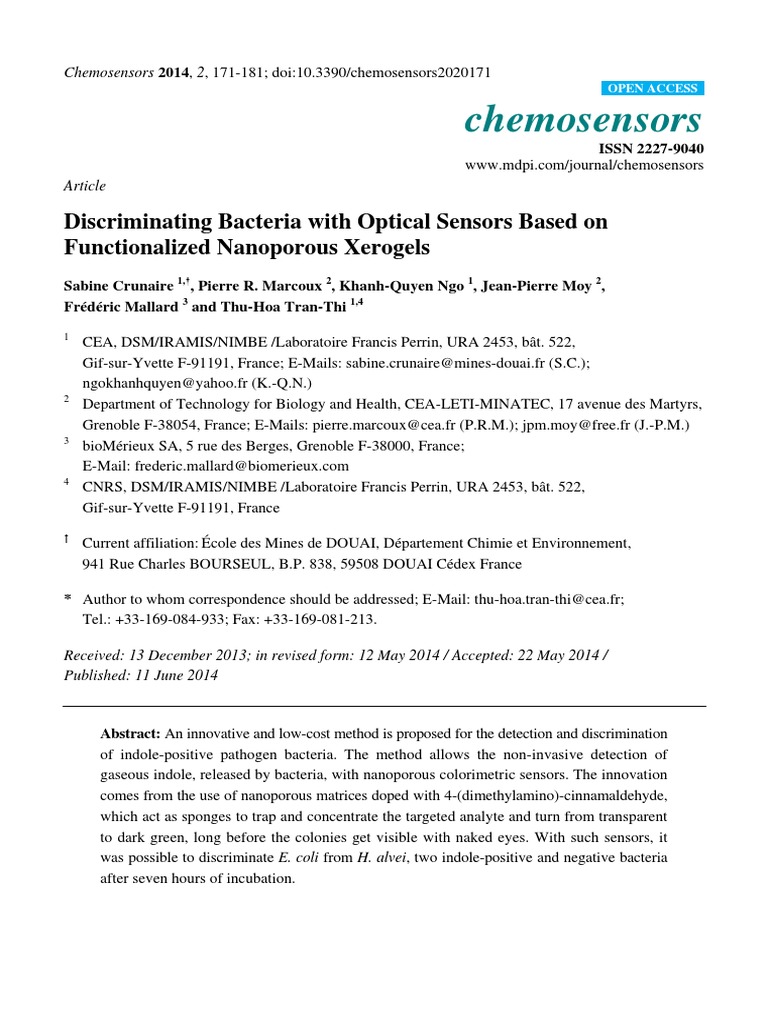 Discriminating Bacteria With Optical Sensors Based On Functionalized ...