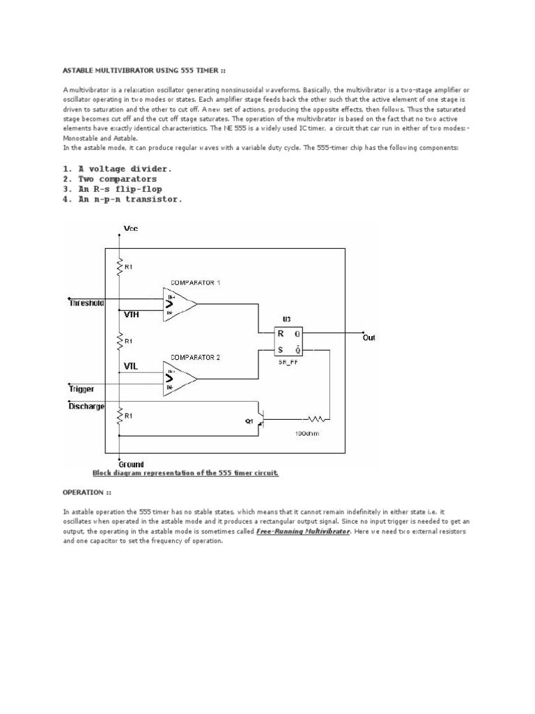 A Voltage Divider. 2. Two Comparators 3. An R-S Flip-Flop 4. An N-P-N ...