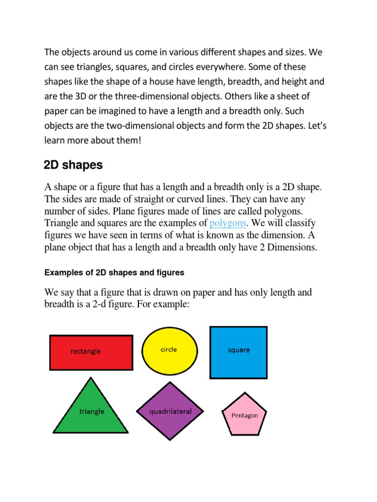 2d 3d Shapes | PDF | Shape | Vertex (Geometry)