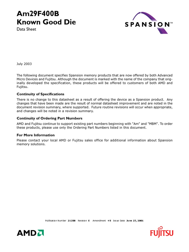 AM29F400BB-70SE - Boot Sector Flash Memory | PDF | Flash Memory ...