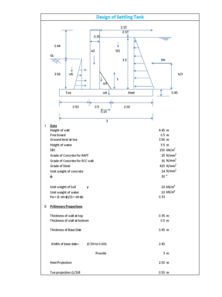 Structural Design of Settling Tank and Manhole | PDF | Wall ...