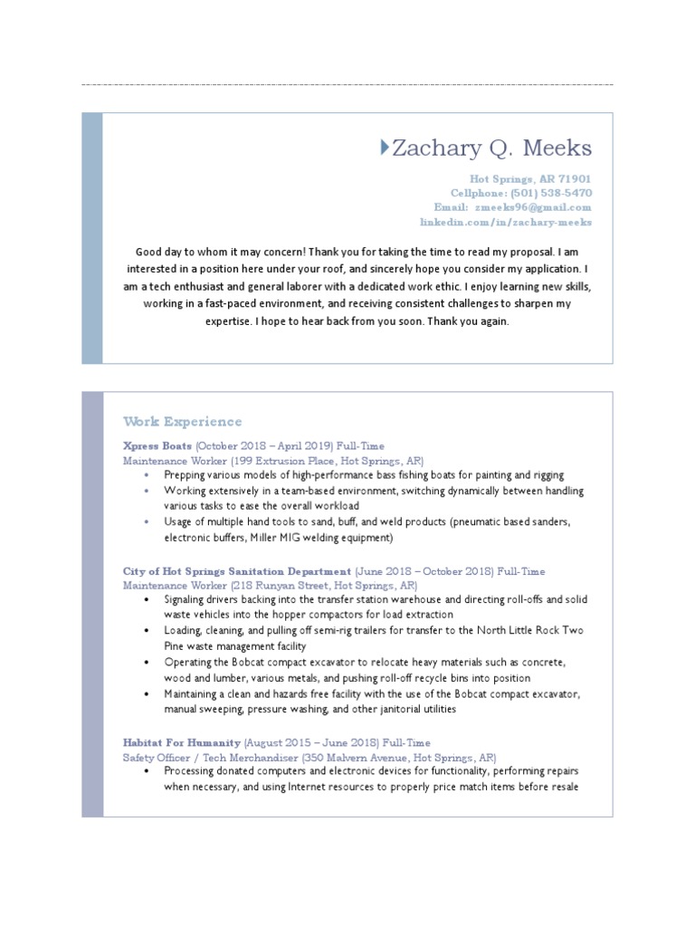 Zachary Meeks Resume | PDF | Computing | Software