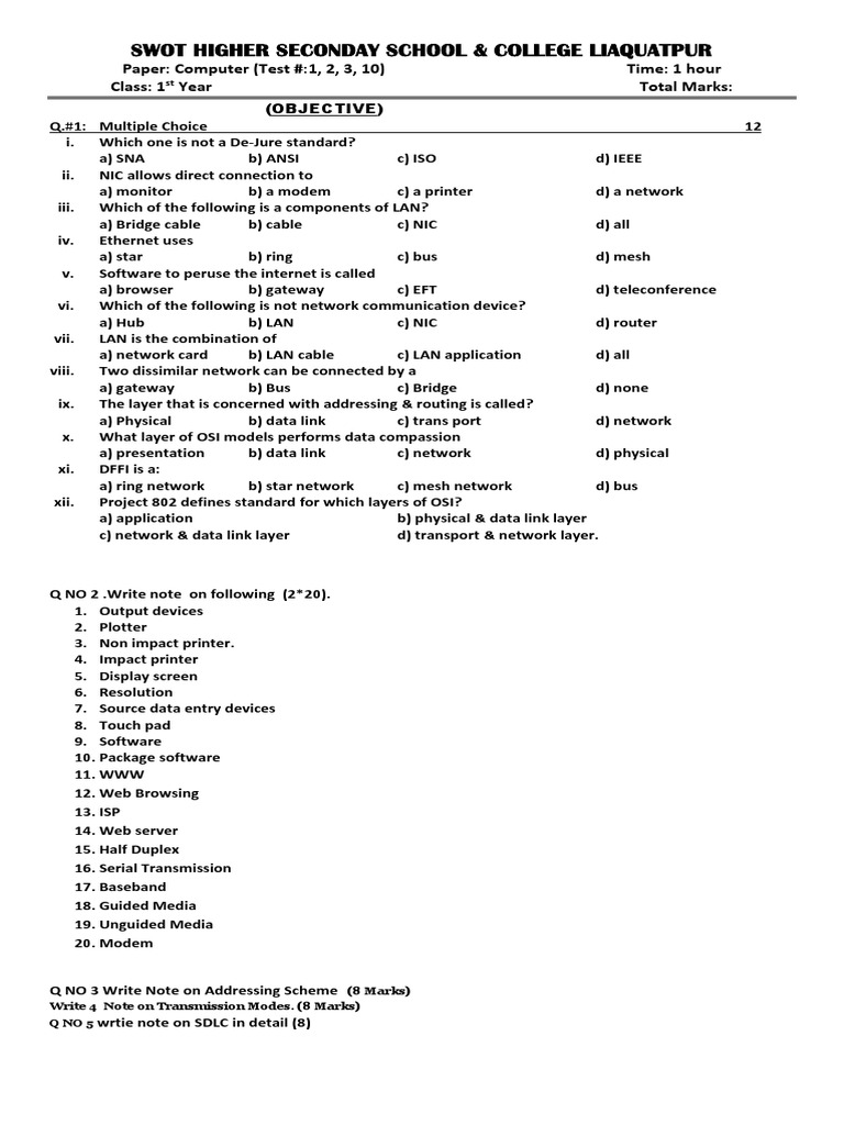 1st Year Half Book Ics | PDF | Network Interface Controller | Computer ...