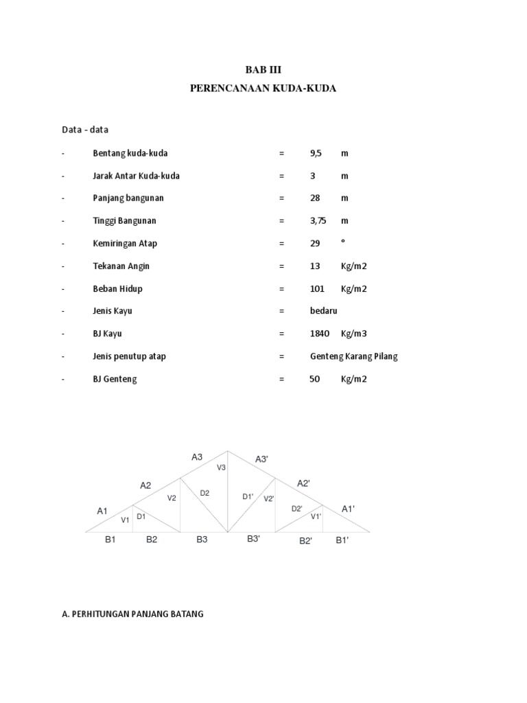 Data - Data: Bab Iii Perencanaan Kuda-Kuda | PDF
