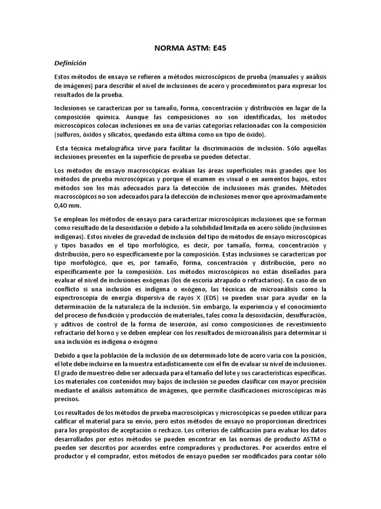 Astm E45 | PDF | Acero | Ensayos
