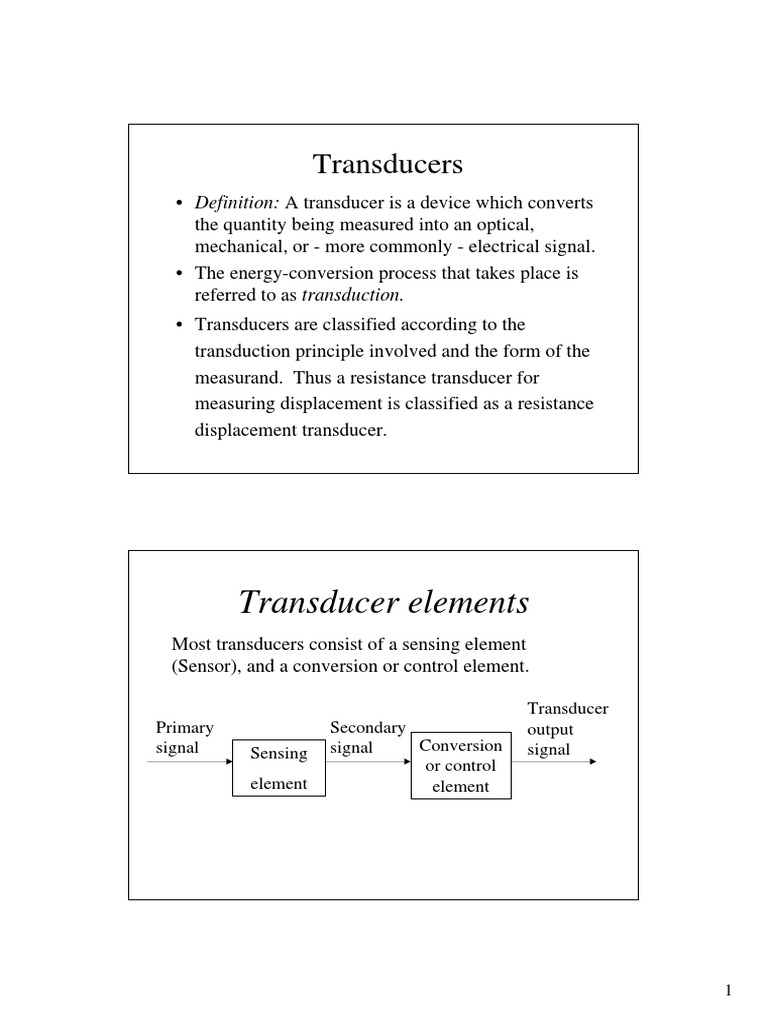 Transducers: Transducer Elements | Download Free PDF | Amplifier | Sensor