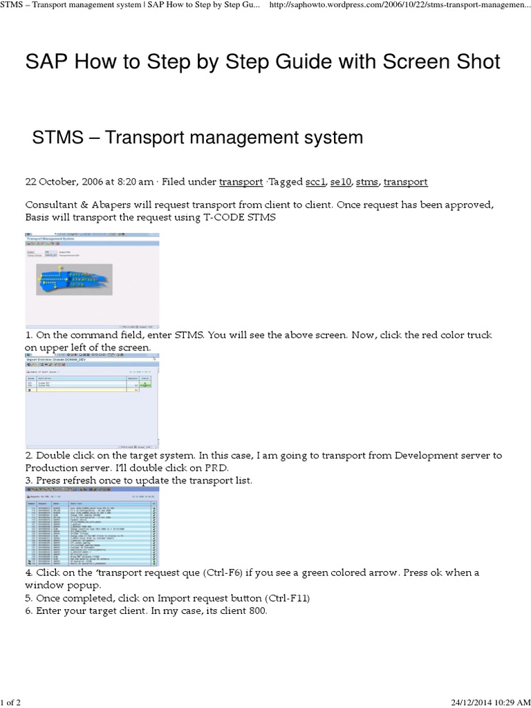 SAP Basis STMS – Transport Management System _ SAP How to Step by Step ...