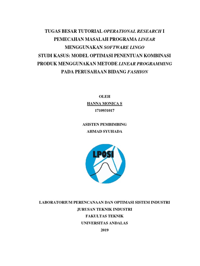 Model Optimasi Penentuan Kombinasi Produk Menggunakan Metode Linear ...