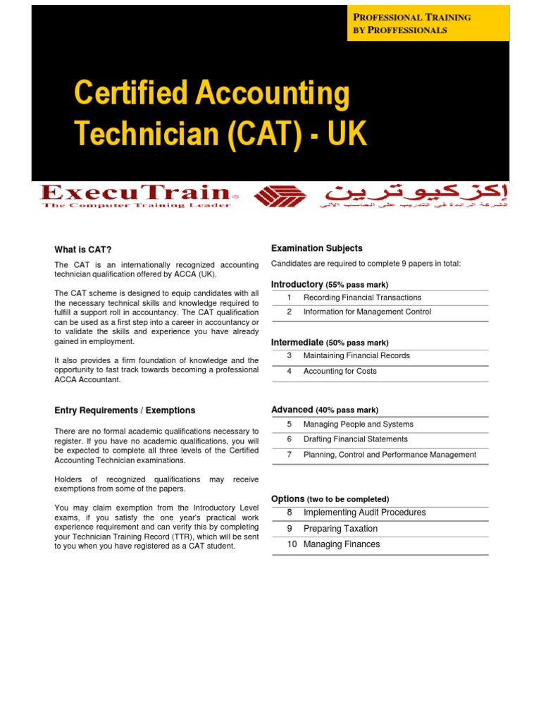 Certified Accounting Technician (CAT) - UK-QA | PDF | Accounting | Test ...